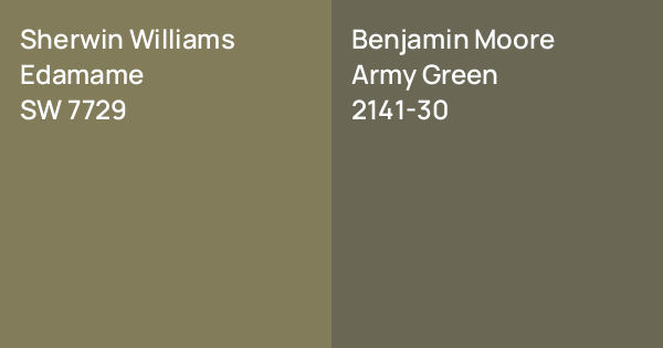 Sherwin Williams Edamame vs. Benjamin Moore Army Green comparison