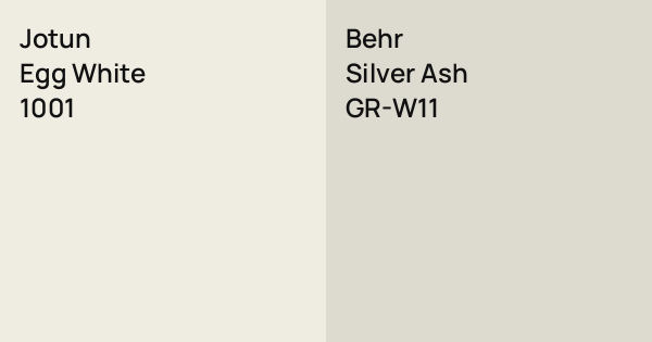 Jotun Egg White vs. Behr Silver Ash comparison