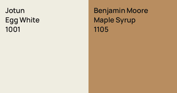 Jotun Egg White vs. Benjamin Moore Maple Syrup comparison