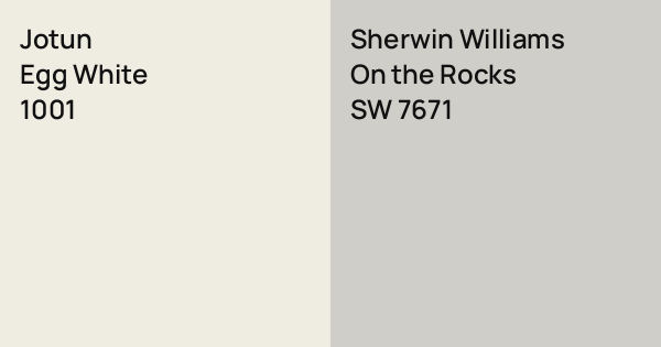 Jotun Egg White vs. Sherwin Williams On the Rocks comparison