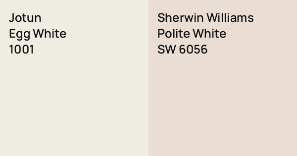 Jotun Egg White vs. Sherwin Williams Polite White comparison