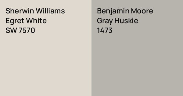 Sherwin Williams Egret White vs. Benjamin Moore Gray Huskie comparison