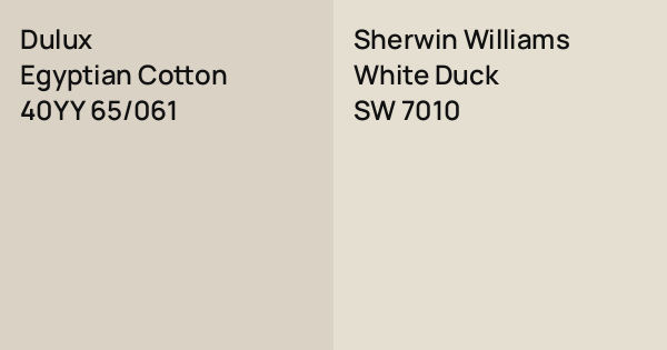 Dulux Egyptian Cotton vs. Sherwin Williams White Duck comparison