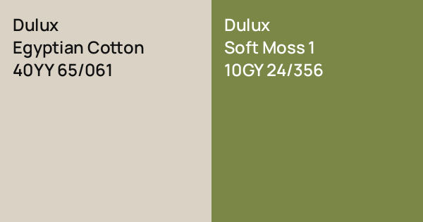 Dulux Egyptian Cotton vs. Dulux Soft Moss 1 comparison