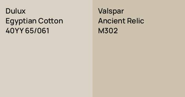Dulux Egyptian Cotton vs. Valspar Ancient Relic comparison