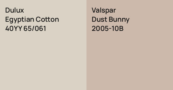 Dulux Egyptian Cotton vs. Valspar Dust Bunny comparison