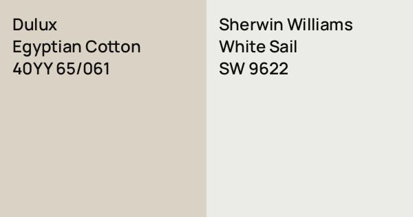 Dulux Egyptian Cotton vs. Sherwin Williams White Sail comparison