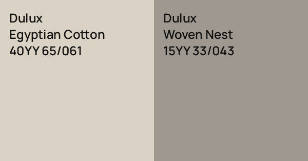 Dulux Egyptian Cotton vs. Dulux Woven Nest comparison