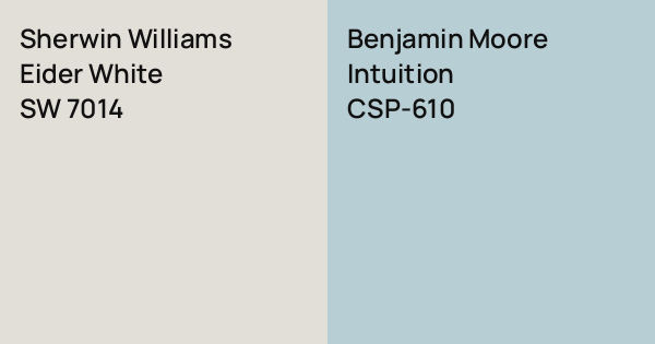 Sherwin Williams Eider White vs. Benjamin Moore Intuition comparison