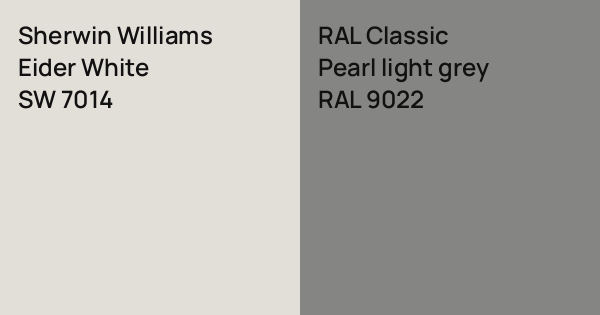 Sherwin Williams Eider White vs. RAL Classic Pearl light grey comparison