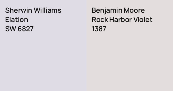 Sherwin Williams Elation vs. Benjamin Moore Rock Harbor Violet comparison