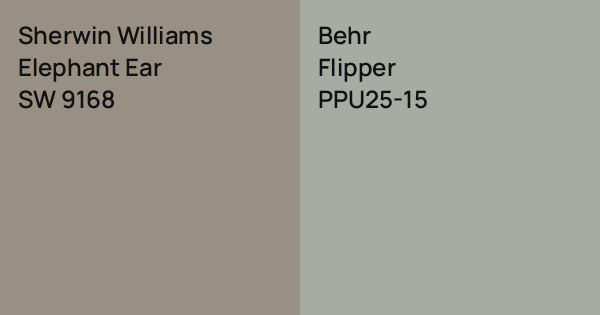 Sherwin Williams Elephant Ear vs. Behr Flipper comparison