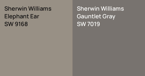Sherwin Williams Elephant Ear vs. Sherwin Williams Gauntlet Gray comparison
