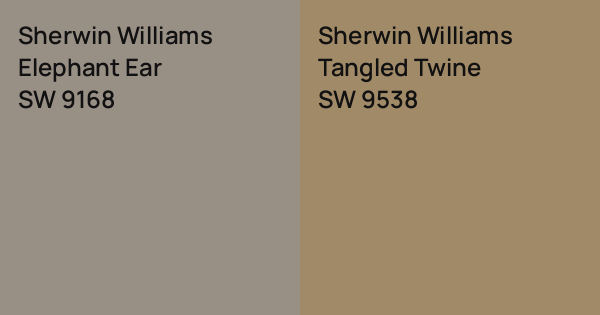 Sherwin Williams Elephant Ear vs. Sherwin Williams Tangled Twine comparison