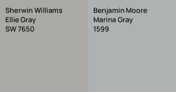 Sherwin Williams Ellie Gray vs. Benjamin Moore Marina Gray comparison