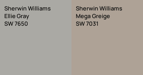 Sherwin Williams Ellie Gray vs. Sherwin Williams Mega Greige comparison