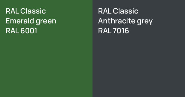 RAL Classic Emerald green vs. RAL Classic Anthracite grey comparison