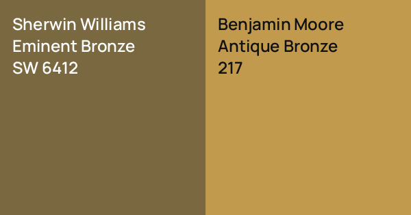 Sherwin Williams Eminent Bronze vs. Benjamin Moore Antique Bronze ...