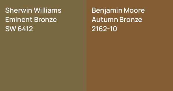 Sherwin Williams Eminent Bronze vs. Benjamin Moore Autumn Bronze comparison
