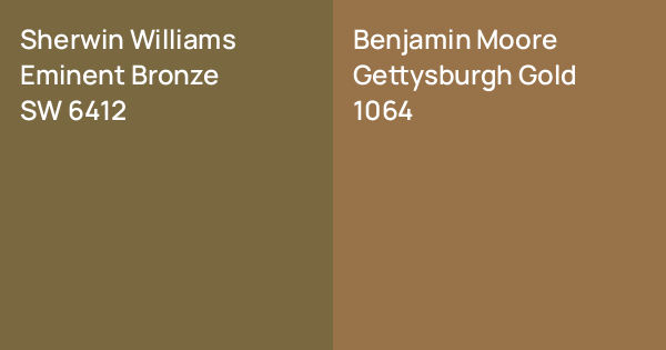 Sherwin Williams Eminent Bronze vs. Benjamin Moore Gettysburgh Gold ...