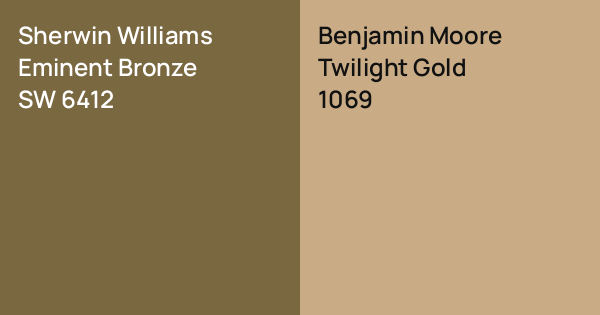 Sherwin Williams Eminent Bronze vs. Benjamin Moore Twilight Gold comparison