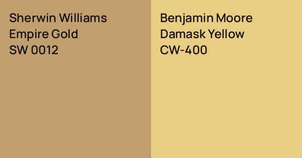 Sherwin Williams Empire Gold vs. Benjamin Moore Damask Yellow comparison