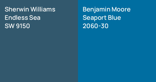 Sherwin Williams Endless Sea vs. Benjamin Moore Seaport Blue comparison