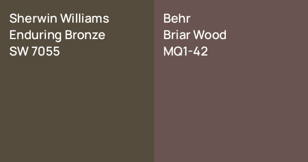 Sherwin Williams Enduring Bronze vs. Behr Briar Wood comparison