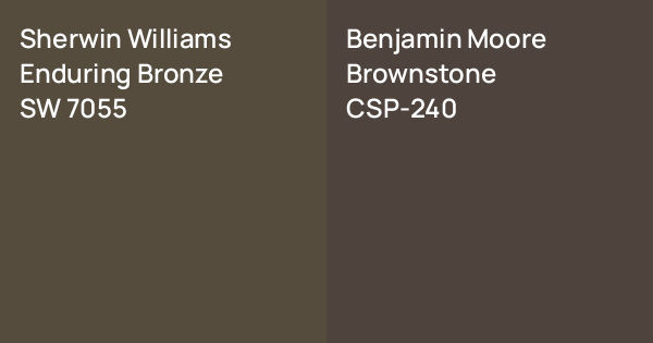 Sherwin Williams Enduring Bronze vs. Benjamin Moore Brownstone comparison