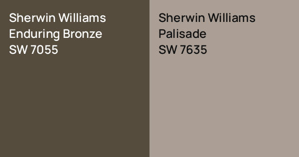Sherwin Williams Enduring Bronze vs. Sherwin Williams Palisade comparison