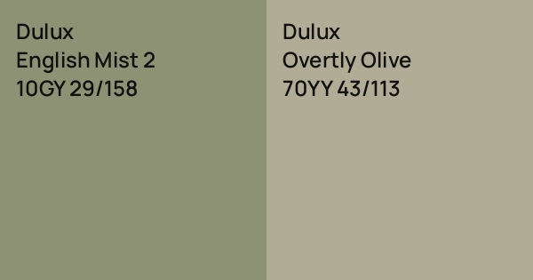 Dulux English Mist 2 vs. Dulux Overtly Olive comparison