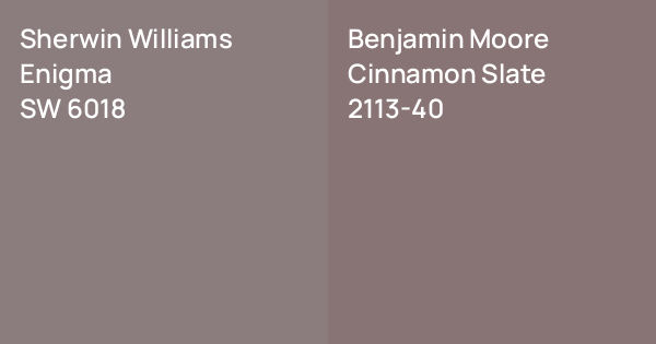 Sherwin Williams Enigma vs. Benjamin Moore Cinnamon Slate comparison
