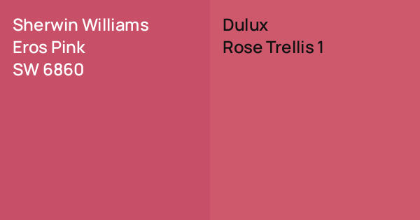 Sherwin Williams Eros Pink vs. Dulux Rose Trellis 1 comparison