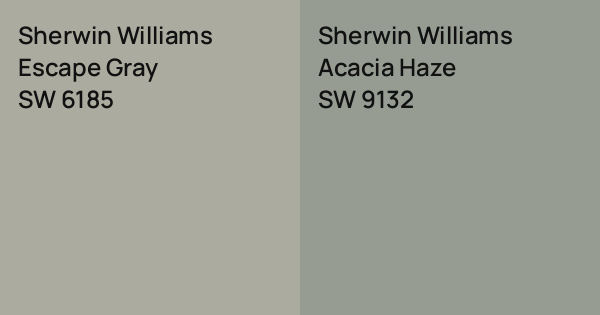 Sherwin Williams Escape Gray vs. Sherwin Williams Acacia Haze comparison
