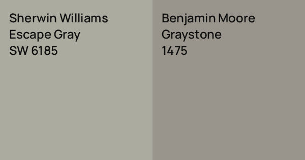 Sherwin Williams Escape Gray vs. Benjamin Moore Graystone comparison