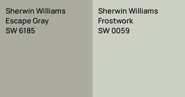 Sherwin Williams Escape Gray vs. Sherwin Williams Frostwork comparison