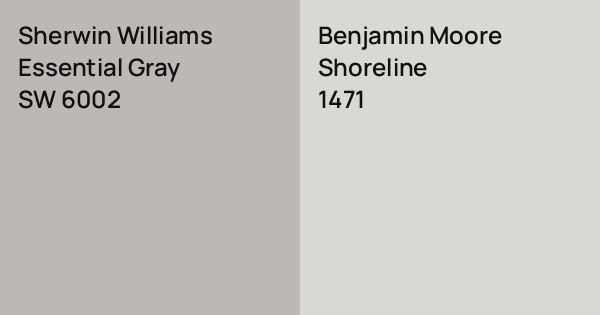 Sherwin Williams Essential Gray vs. Benjamin Moore Shoreline comparison
