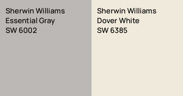 Sherwin Williams Essential Gray vs. Sherwin Williams Dover White comparison