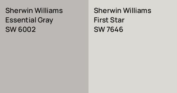 Sherwin Williams Essential Gray vs. Sherwin Williams First Star comparison