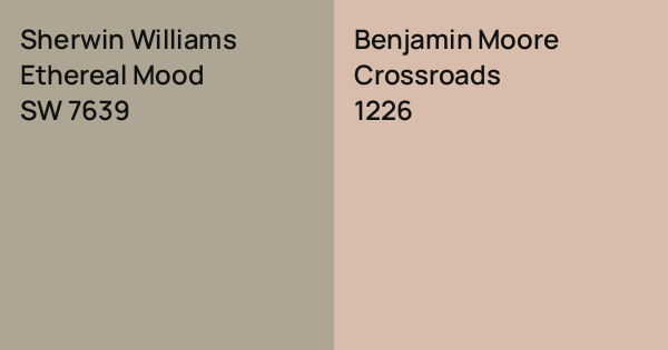 Sherwin Williams Ethereal Mood vs. Benjamin Moore Crossroads comparison