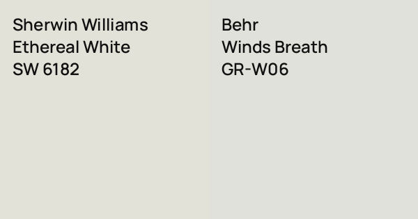 Sherwin Williams Ethereal White vs. Behr Winds Breath comparison