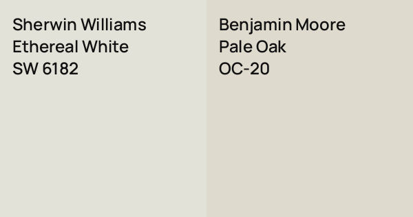 Sherwin Williams Ethereal White vs. Benjamin Moore Pale Oak comparison