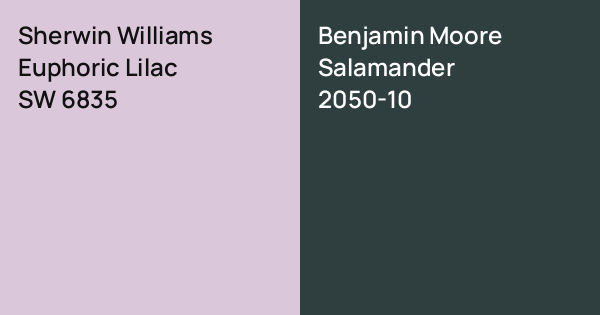 Sherwin Williams Euphoric Lilac vs. Benjamin Moore Salamander comparison