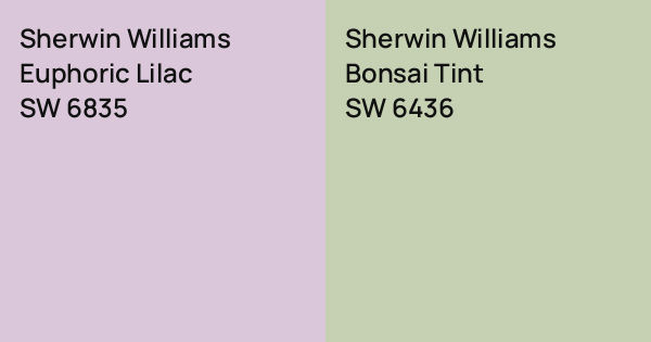 Sherwin Williams Euphoric Lilac vs. Sherwin Williams Bonsai Tint comparison