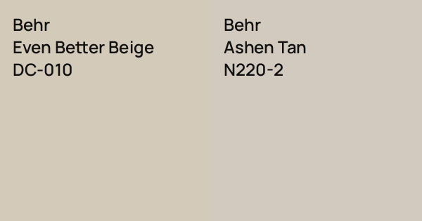 Behr Even Better Beige vs. Behr Ashen Tan comparison