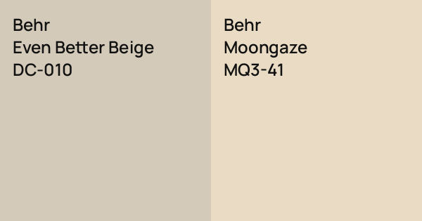 Behr Even Better Beige vs. Behr Moongaze comparison