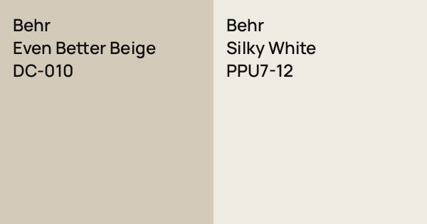 Behr Even Better Beige vs. Behr Silky White comparison