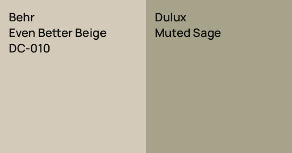Behr Even Better Beige vs. Dulux Muted Sage comparison