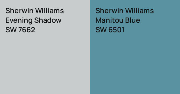 Sherwin Williams Evening Shadow vs. Sherwin Williams Manitou Blue ...
