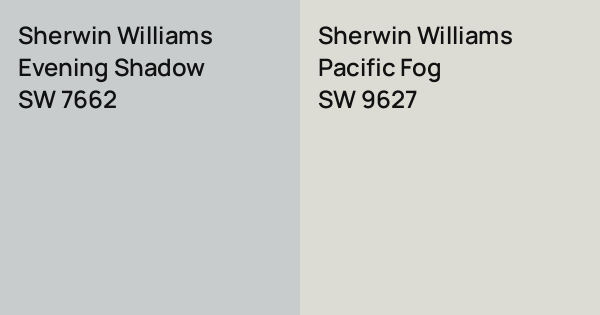 Sherwin Williams Evening Shadow vs. Sherwin Williams Pacific Fog comparison